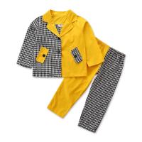 China Children'S Outfit Sets Girls Houndstooth Stitching Suit Kids Girls Fashion 2-Piece Set for sale