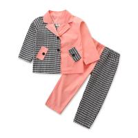 China Children'S Outfit Sets Girls Houndstooth Stitching Suit Kids Girls Fashion 2-Piece Set for sale