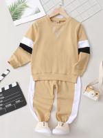 China Children'S Outfit Sets Boy'S Color Block Tracksuits Children'S Cotton Sports Suit for sale