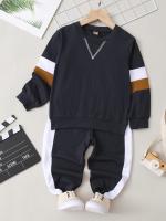 China Children'S Outfit Sets Boy'S Color Block Tracksuits Children'S Cotton Sports Suit for sale
