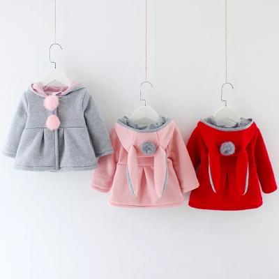 China Winter Children's Clothing Girls Bunny Ears Warm Cotton Coat Baby Girl Hooded Coats for sale