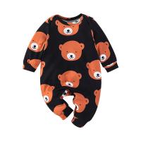China Children's Outfit Sets Newborn Baby Round Neck Jumpsuit Baby Bear Print Romper for sale
