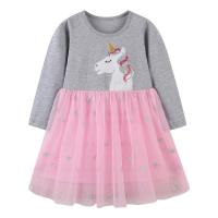 China Girls Lace Embroidered Print Long Sleeve Dress Children'S Dress Clothing for sale