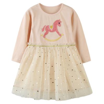 China Girls Lace Embroidered Print Long Sleeve Dress Children'S Dress Clothing for sale