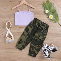 China Children'S Outfit Sets Girls Suspenders Camouflage Trousers Two Piece Set for sale