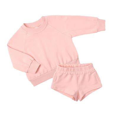 China Children'S Outfit Sets Kids Round Neck Tops Shorts Casual Tracksuit Sets for sale