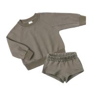 China Children'S Outfit Sets Kids Round Neck Tops Shorts Casual Tracksuit Sets for sale