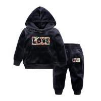 China Sports Children'S Outfit Sets Leisure Gold Velvet Two Piece for sale
