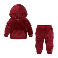 China Sports Children'S Outfit Sets Leisure Gold Velvet Two Piece for sale