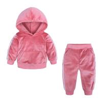 China Sports Children'S Outfit Sets Leisure Gold Velvet Two Piece for sale
