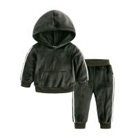 China Sports Children'S Outfit Sets Leisure Gold Velvet Two Piece for sale