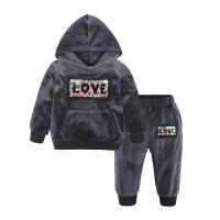 China Sports Children'S Outfit Sets Leisure Gold Velvet Two Piece for sale