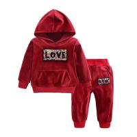 China Sports Children'S Outfit Sets Leisure Gold Velvet Two Piece for sale