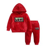 China Sports Children'S Outfit Sets Leisure Gold Velvet Two Piece for sale