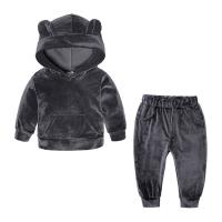China Sports Children'S Outfit Sets Leisure Gold Velvet Two Piece for sale