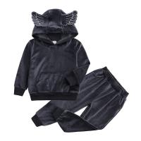 China Sports Children'S Outfit Sets Leisure Gold Velvet Two Piece for sale