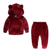 China Sports Children'S Outfit Sets Leisure Gold Velvet Two Piece for sale