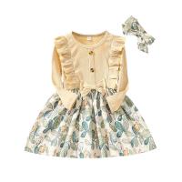 China Spring Children's Clothing Girls Long Sleeve Dress Children's Bow A-line Dress for sale