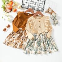 China Spring Children's Clothing Girls Long Sleeve Dress Children's Bow A-line Dress for sale