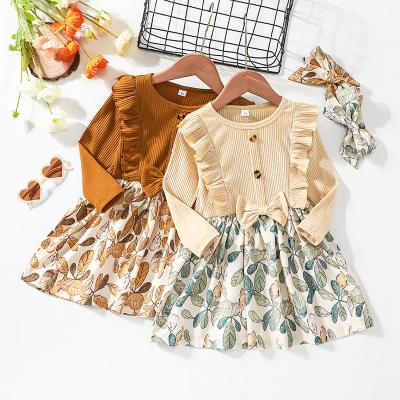 China Spring Children's Clothing Girls Long Sleeve Dress Children's Bow A-line Dress for sale
