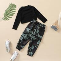 China Children'S Outfit Sets Round Neck Letter Printing Top Camouflage Trousers Two Piece for sale