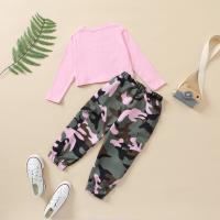 China Children'S Outfit Sets Round Neck Letter Printing Top Camouflage Trousers Two Piece for sale