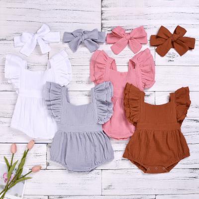 China Children'S Outfit Sets Infant Cotton Solid Color Romper Baby Jumpsuit for sale