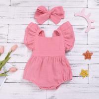 China Children'S Outfit Sets Infant Cotton Solid Color Romper Baby Jumpsuit for sale