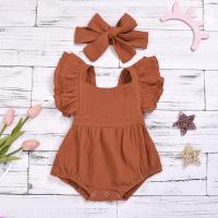 China Children'S Outfit Sets Infant Cotton Solid Color Romper Baby Jumpsuit for sale