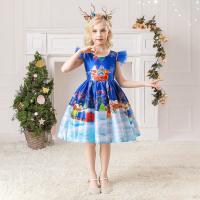 China Children'S Dress Clothing Girls Fancy Christmas Dress Snowflake Printed Dresses for sale