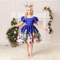 China Children'S Dress Clothing Girls Fancy Christmas Dress Snowflake Printed Dresses for sale