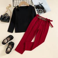 China Children'S Outfit Sets Girls Solid Color Trousers Two Piece Worsted for sale