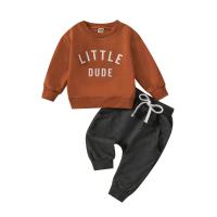 China Children'S Letter Print Long Sleeved Clothes Two Piece for sale