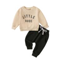 China Children'S Letter Print Long Sleeved Clothes Two Piece for sale