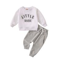 China Children'S Letter Print Long Sleeved Clothes Two Piece for sale