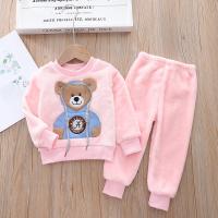 China 18kg Winter Toddler Unisex Children Thermal Bear Flannel Pajamas Set OEM for sale