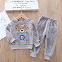 China 18kg Winter Toddler Unisex Children Thermal Bear Flannel Pajamas Set OEM for sale