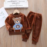 China 18kg Winter Toddler Unisex Children Thermal Bear Flannel Pajamas Set OEM for sale