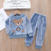 China 18kg Winter Toddler Unisex Children Thermal Bear Flannel Pajamas Set OEM for sale