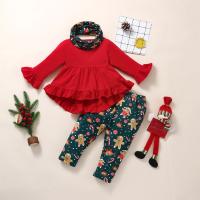 China Red Winter Children'S Clothing Polyester Christmas Sweater Suit Long Sleeve Sweater for sale