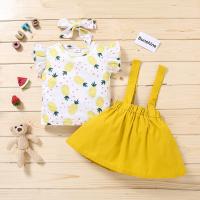 China 80cm Fruit Print Summer High Waist Suspender Skirt With Suspenders Attached for sale