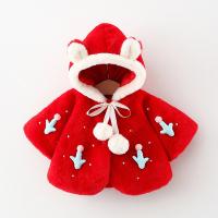 China Cute Children'S Girls Heavy Winter Red Hooded Cape Coats Little Ears Hat for sale