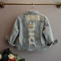 China Spring 80CM 31.5in Childrens Jean Personalised Denim Jacket With Frosted Hole for sale