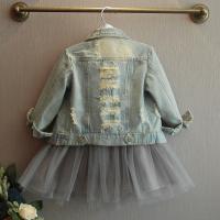 China Spring 80CM 31.5in Childrens Jean Personalised Denim Jacket With Frosted Hole for sale