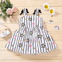 China Little Star Pattern 30in Children'S Dress Clothing Summer Black And White Striped Dress for sale