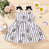 China Little Star Pattern 30in Children'S Dress Clothing Summer Black And White Striped Dress for sale