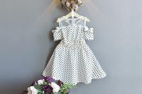 China Toddlers Round Neck Summer Black And White Polka Dot Strapless Dress For Girls for sale