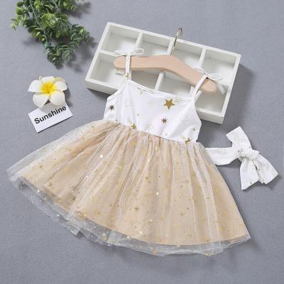China 35in Girls Childrens Slip Summer White Sleeveless Cotton Cute Cartoon Dress for sale