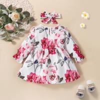 China 120cm Children Polyester Peony Flower Long Sleeve Lace Dress For Toddler Children for sale