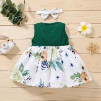 China Green Stitching Patchwork Shirt Dress 43in Cotton Summer Dresses Sleeveless for sale